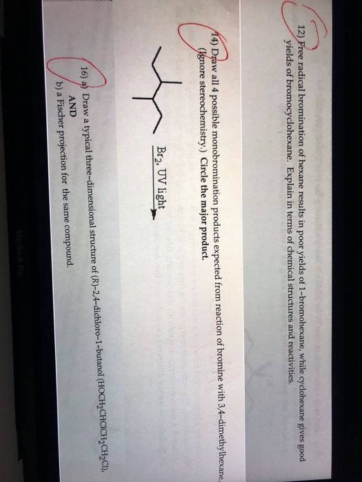 Solved 12) Free radical bromination of hexane results in | Chegg.com