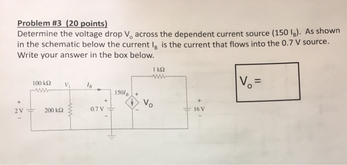 Solved Problem #3 (20 points) Determine the voltage drop V, | Chegg.com