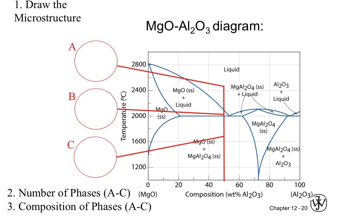 Solved 1. Draw the Microstructure MgO−Al2O3 diagram: 2. | Chegg.com