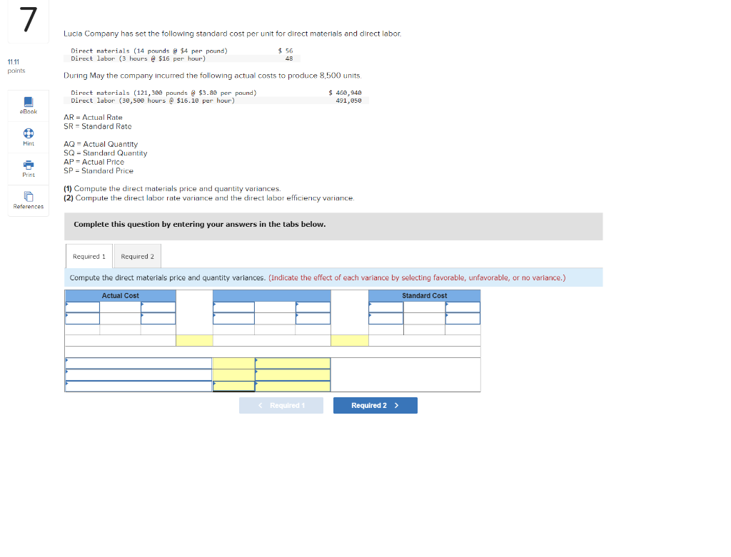 Solved Lucla Company has set the following standard cost per | Chegg.com