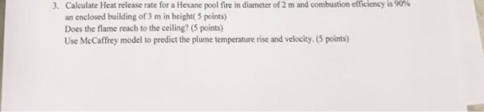 Calculate Heat release rate for a Hexane pool fire in | Chegg.com