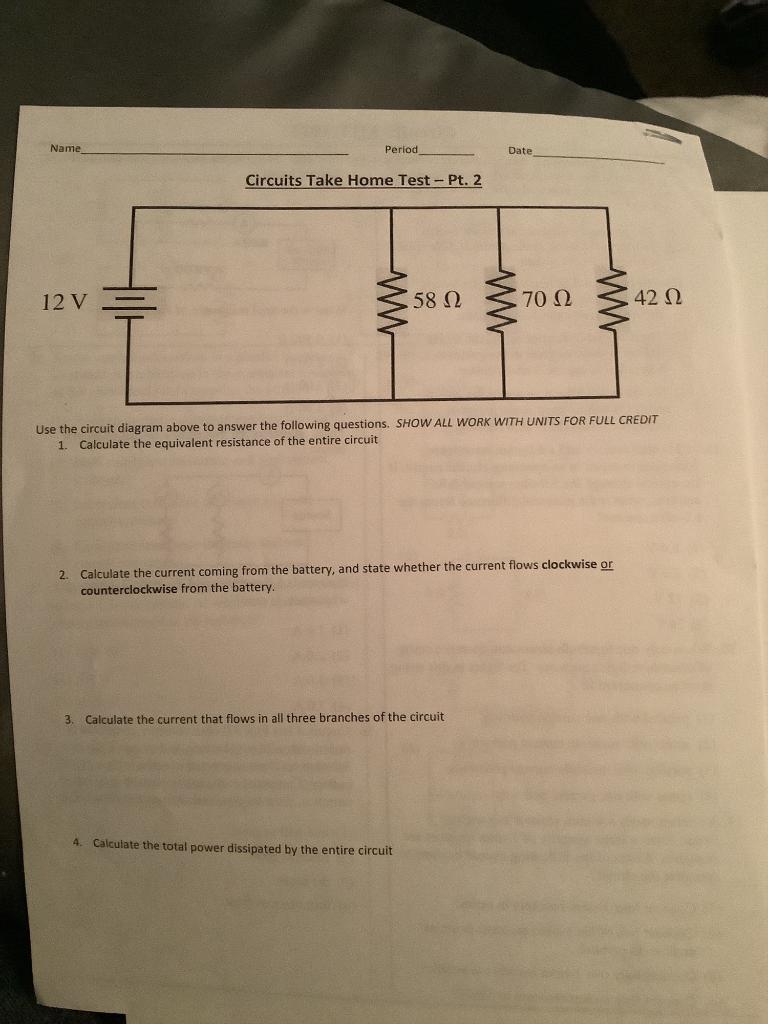Solved Circuits Take Home Test - Pt. 2 Use the circuit | Chegg.com