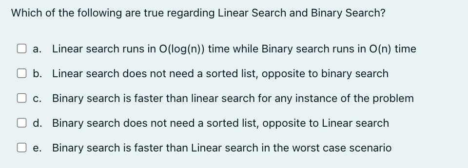 Solved Which of the following are true regarding Linear | Chegg.com