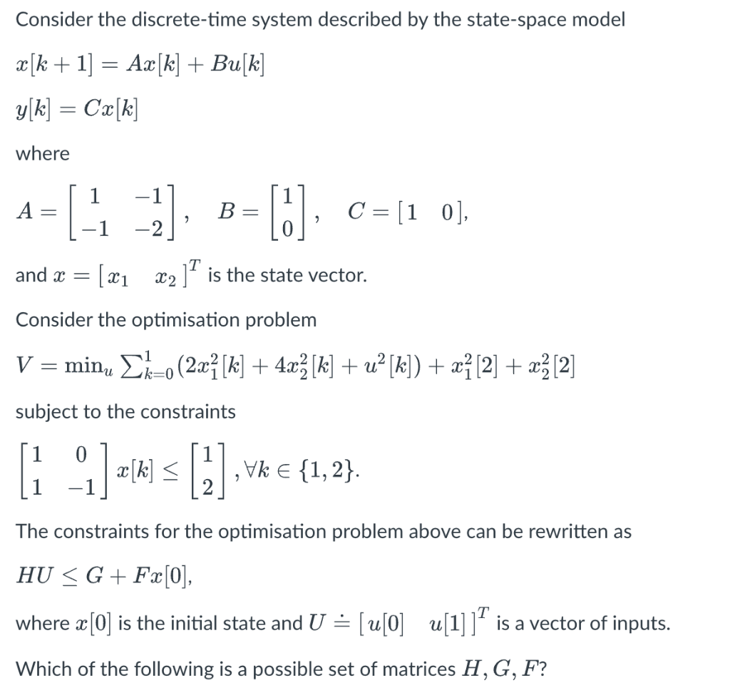 Consider the discrete-time system described by the | Chegg.com