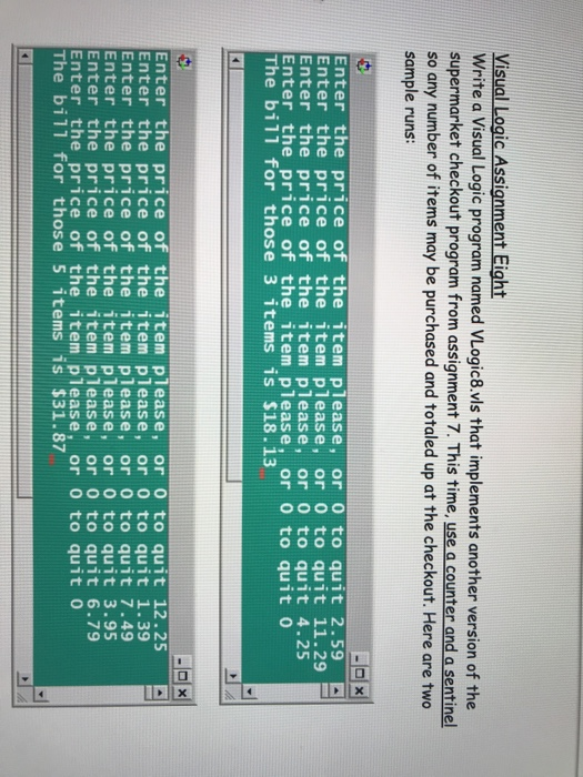 Solved Visual Logic Assignment Eight Write A Visual Logic
