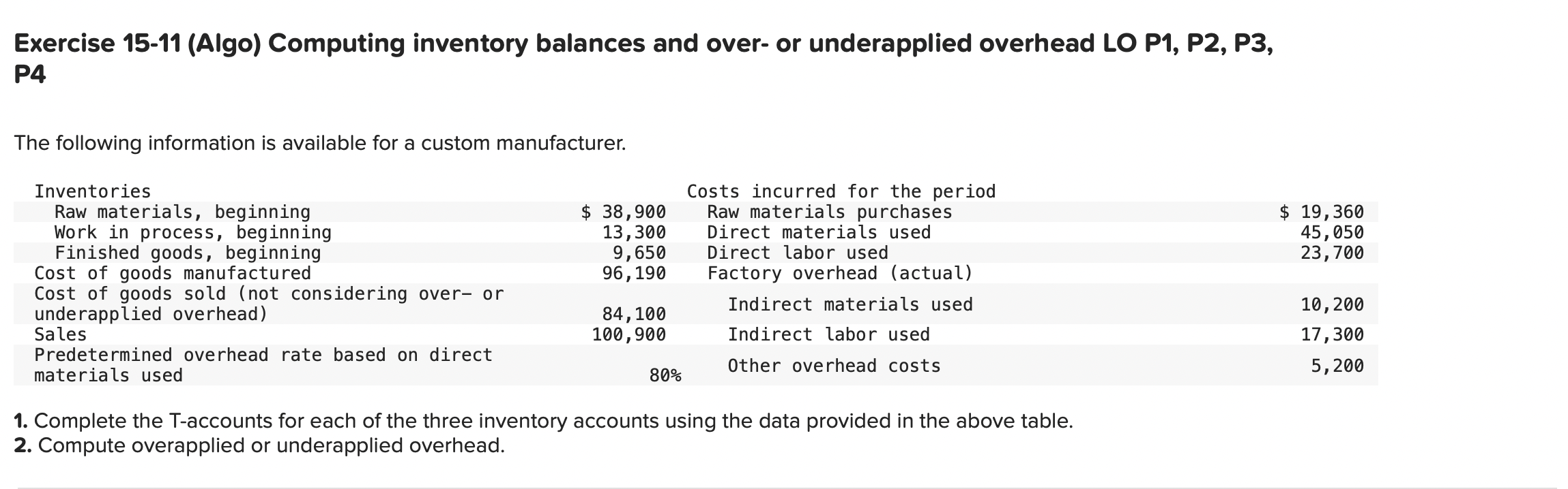 Solved 1. Complete the T-accounts for each of the three | Chegg.com