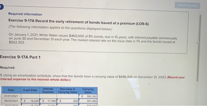 Solved Required information Exercise 9-17A Record the early | Chegg.com
