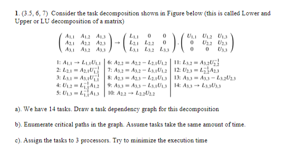 Solved 1. (3.5,6,7) Consider the task decomposition shown in | Chegg.com