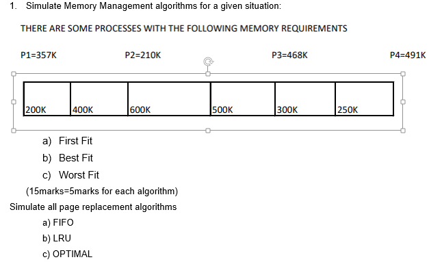 Solved 1. Simulate Memory Management algorithms for a given | Chegg.com
