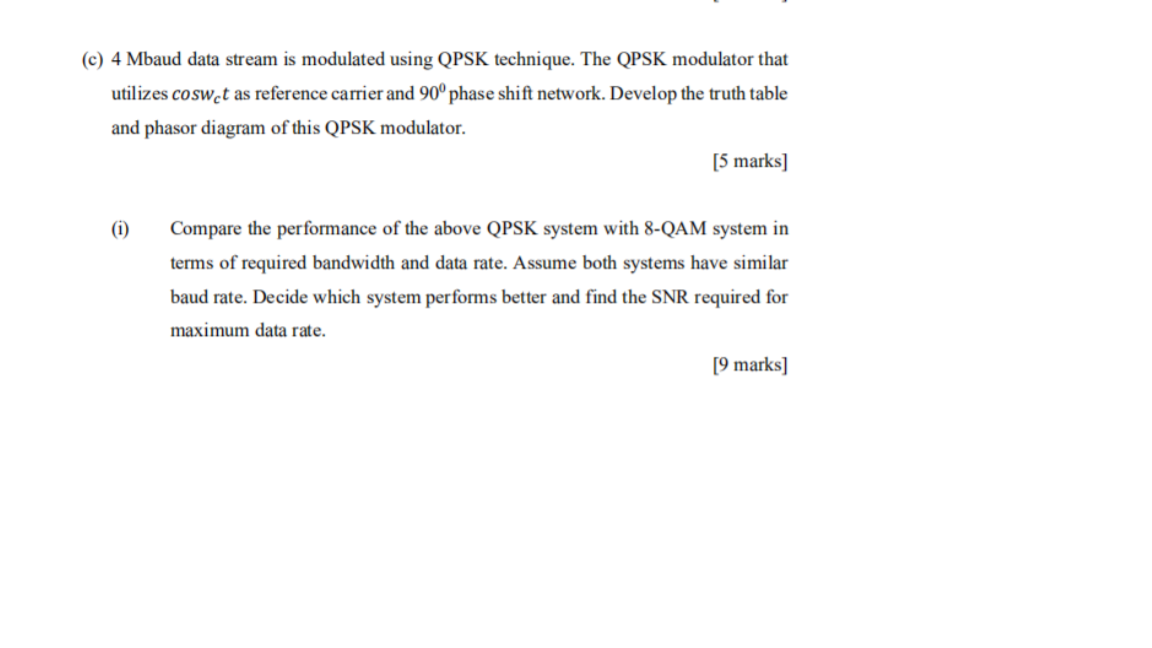 (C) 4 Mbaud data stream is modulated using QPSK | Chegg.com