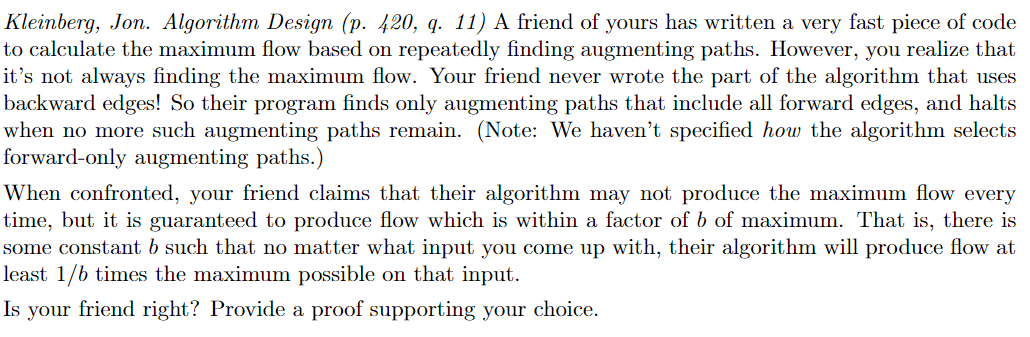 Solved Kleinberg, Jon. Algorithm Design (p. 420, q. 11) A | Chegg.com