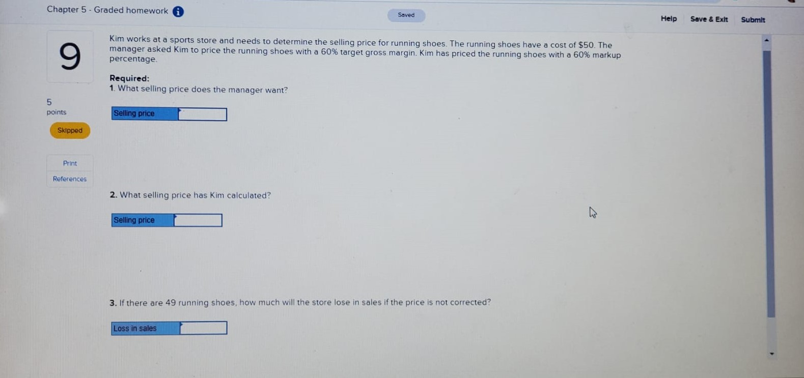 Solved Chapter 5 - Graded homework A Saved Help Save & Exit | Chegg.com
