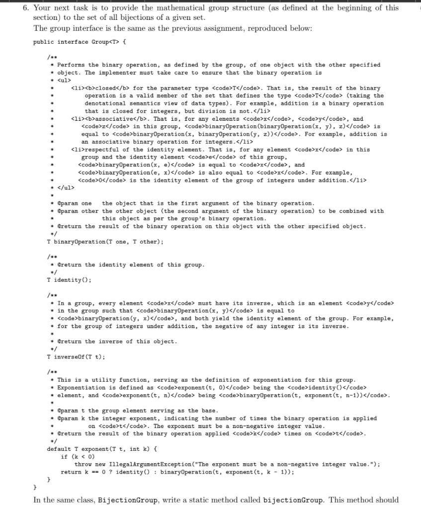 Your next task is to provide the mathematical group | Chegg.com