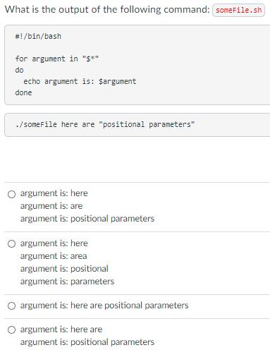 Solved What is the output of the following command: | Chegg.com