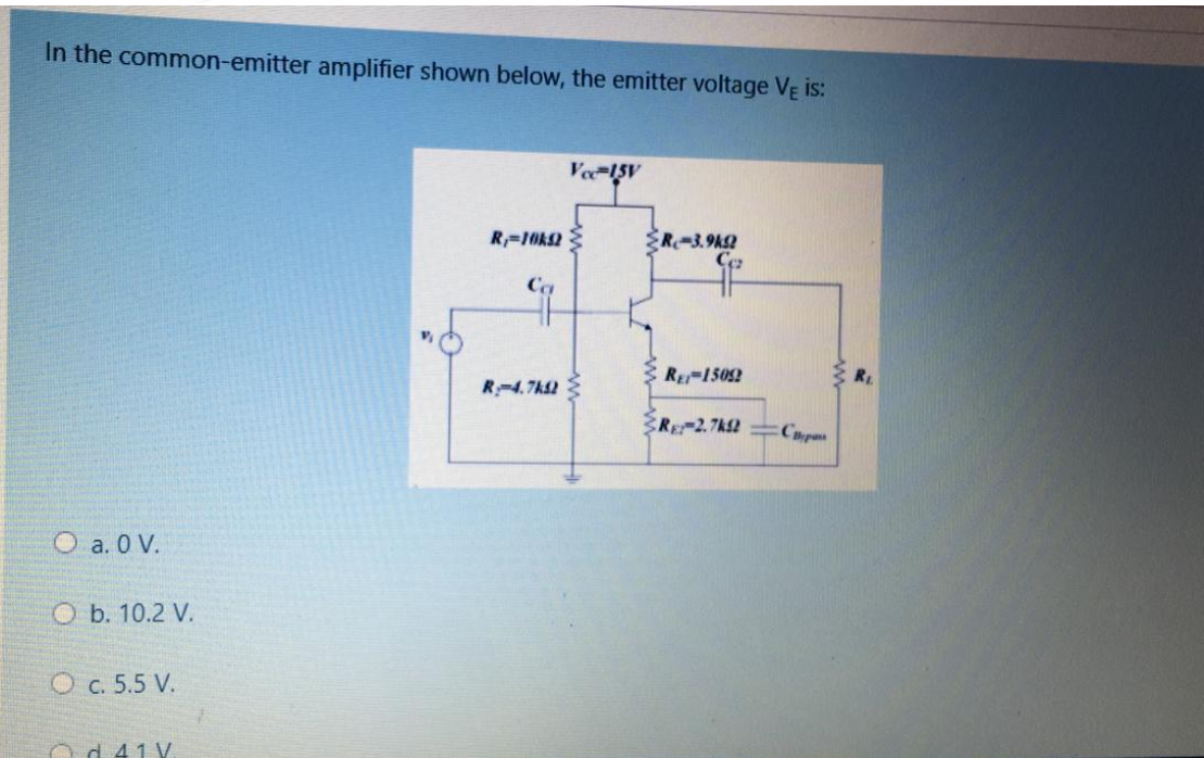 Solved In the common-emitter amplifier shown below, the | Chegg.com