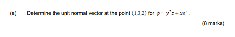 Solved (a) Determine the unit normal vector at the point | Chegg.com