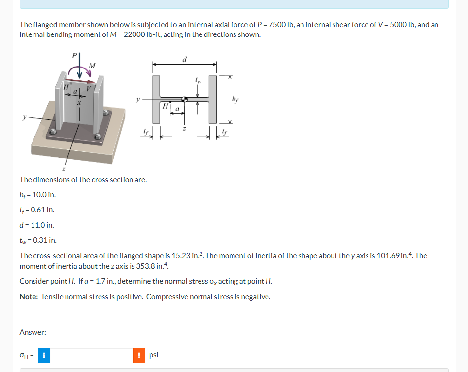 Solved The flanged member shown below is subjected to an | Chegg.com