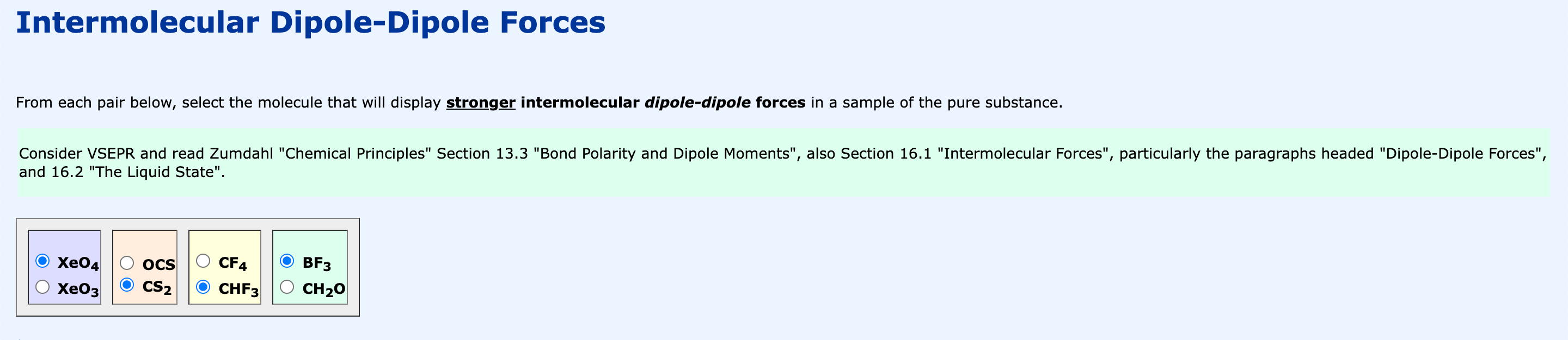 [Solved]: Intermolecular Dipole-Dipole Forces From each pai