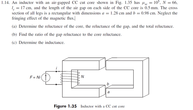 Solved 14. An inductor with an air-gapped CC cut core shown | Chegg.com