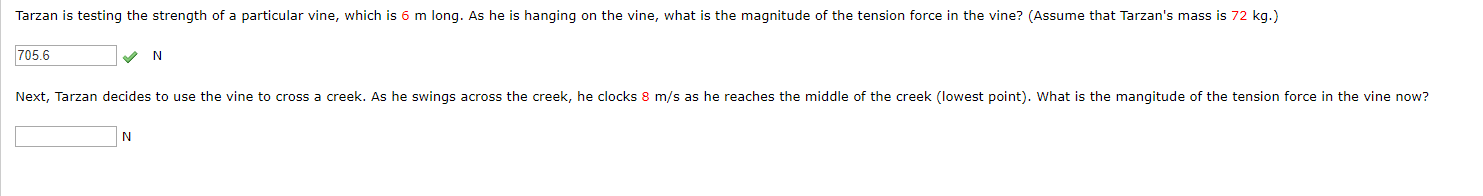 Solved Tarzan is testing the strength of a particular vine, | Chegg.com