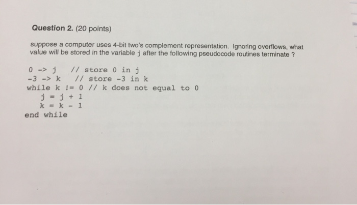 Solved Question 2. (20 points) suppose a computer uses 4-bit | Chegg.com