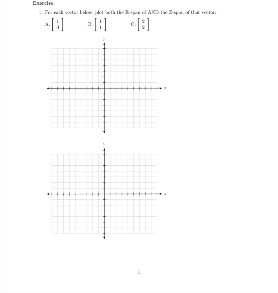 Solved Exercise. 1. For each vector below, plot both the | Chegg.com