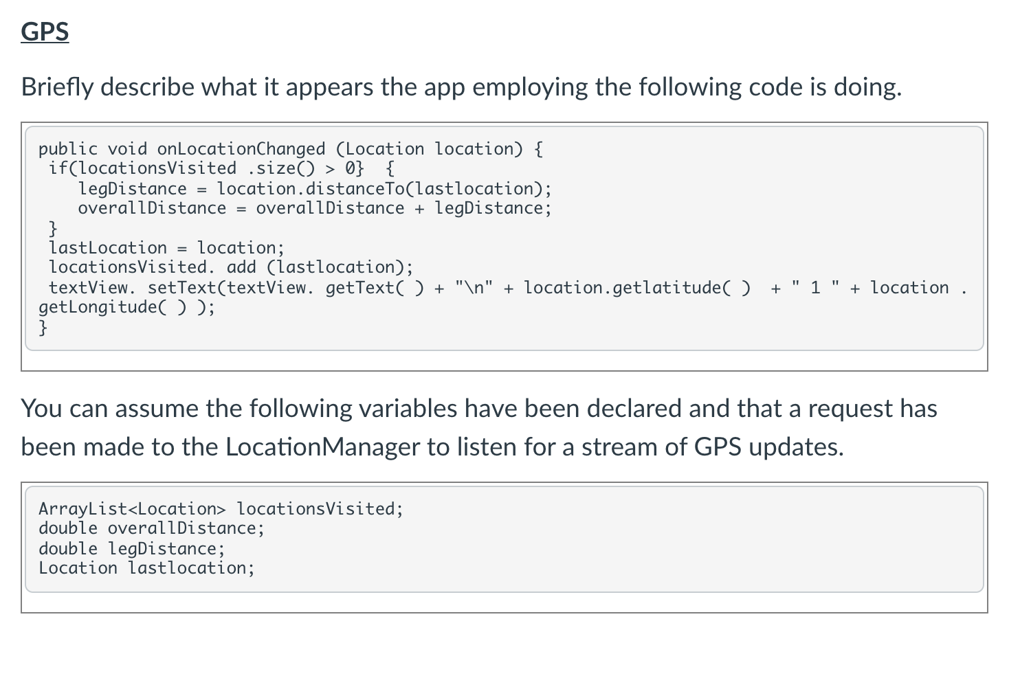 Solved GPS Briefly describe what it appears the app | Chegg.com
