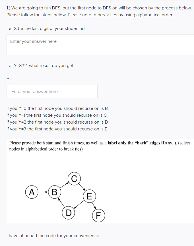 Solved Run BFS on G above with starting at the same node as | Chegg.com