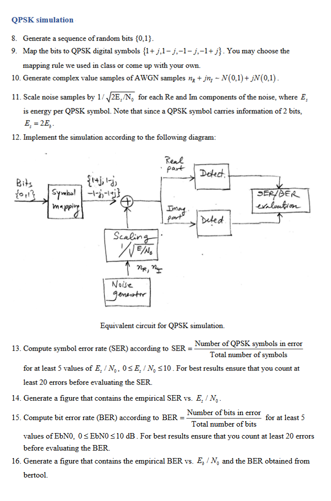 QPSK simulation 8. Generate a sequence of random bits | Chegg.com