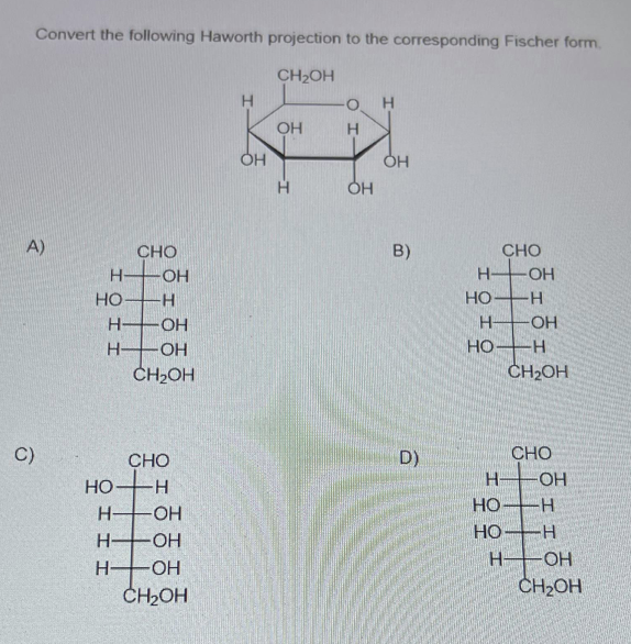 Solved Convert the following Fischer projection to the | Chegg.com
