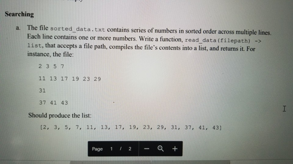 Solved Searching The file sorted_data.txt contains series of | Chegg.com