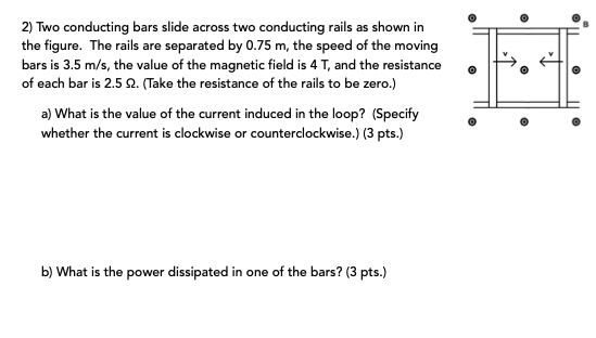 Solved 2) Two conducting bars slide across two conducting | Chegg.com