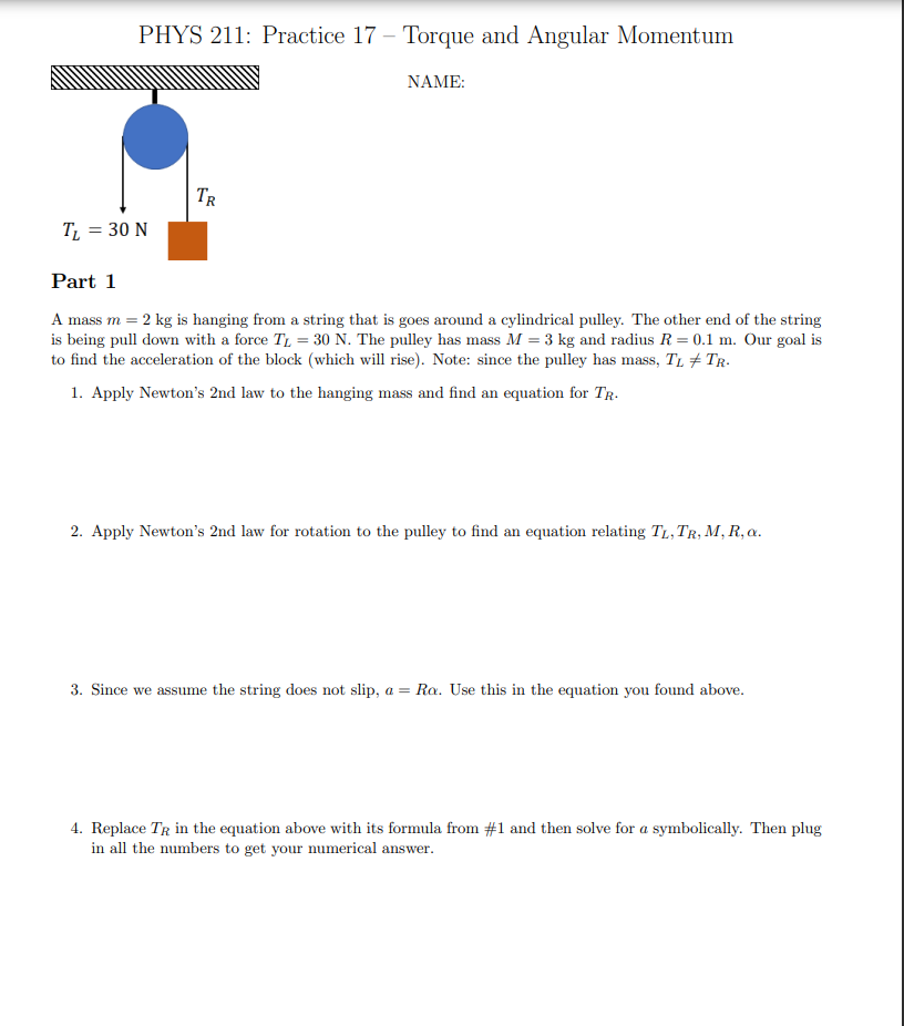 Solved PHYS 211: Practice 17 – Torque and Angular Momentum | Chegg.com