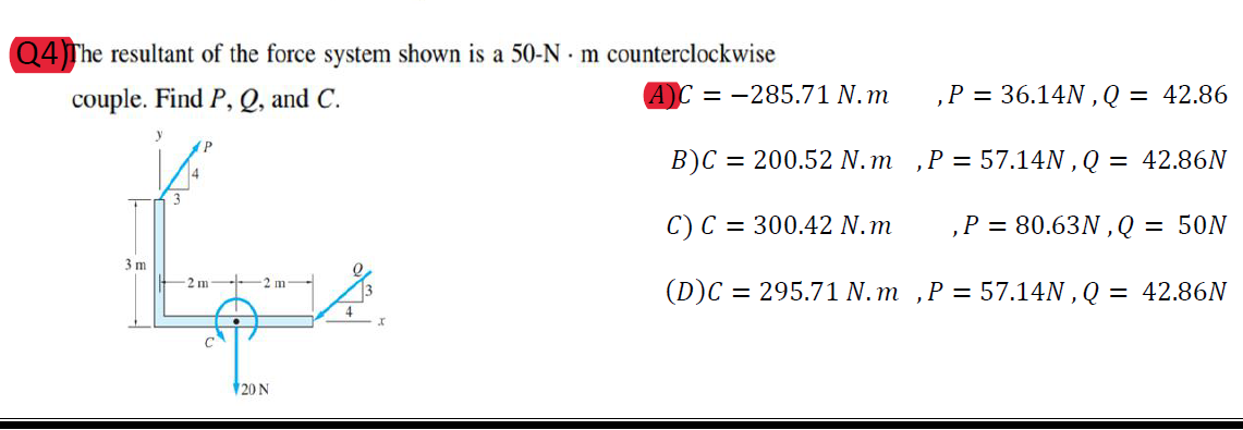 Solved Q4 The resultant of the force system shown is a | Chegg.com