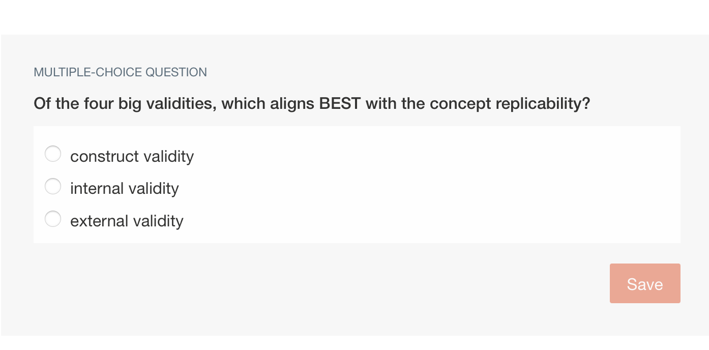 Solved MULTIPLE-CHOICE QUESTION Of the four big validities, | Chegg.com