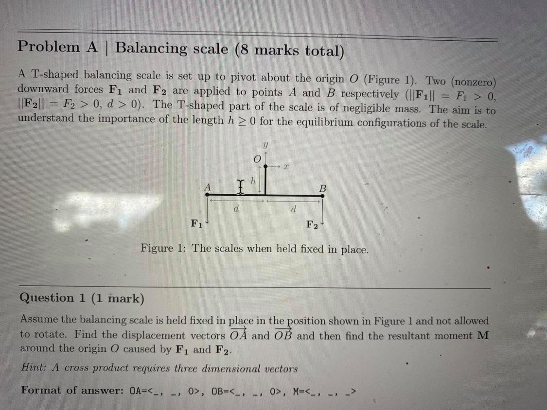 Solved Problem A | Balancing scale (8 marks total) A | Chegg.com