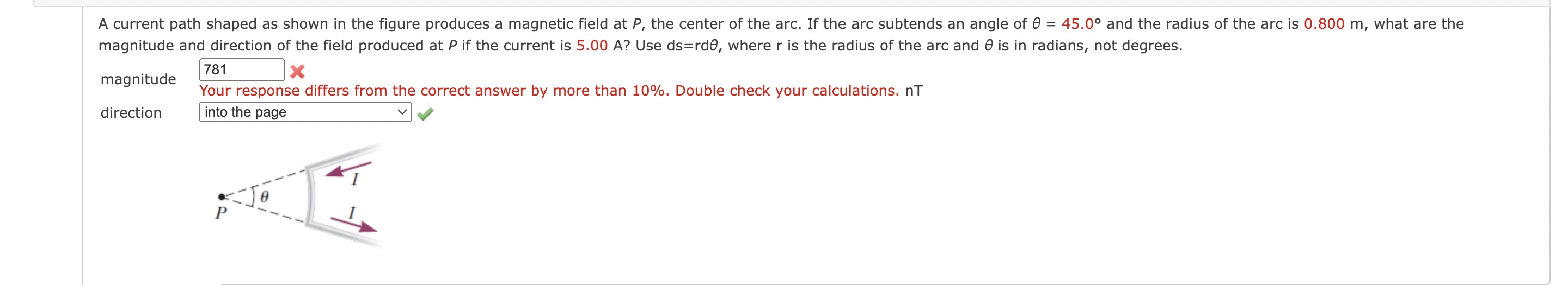 Solved magnitude and direction of the field produced at P | Chegg.com