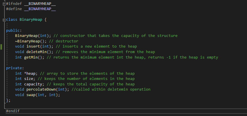 Solved Write BinaryHeap.h using only the following class | Chegg.com