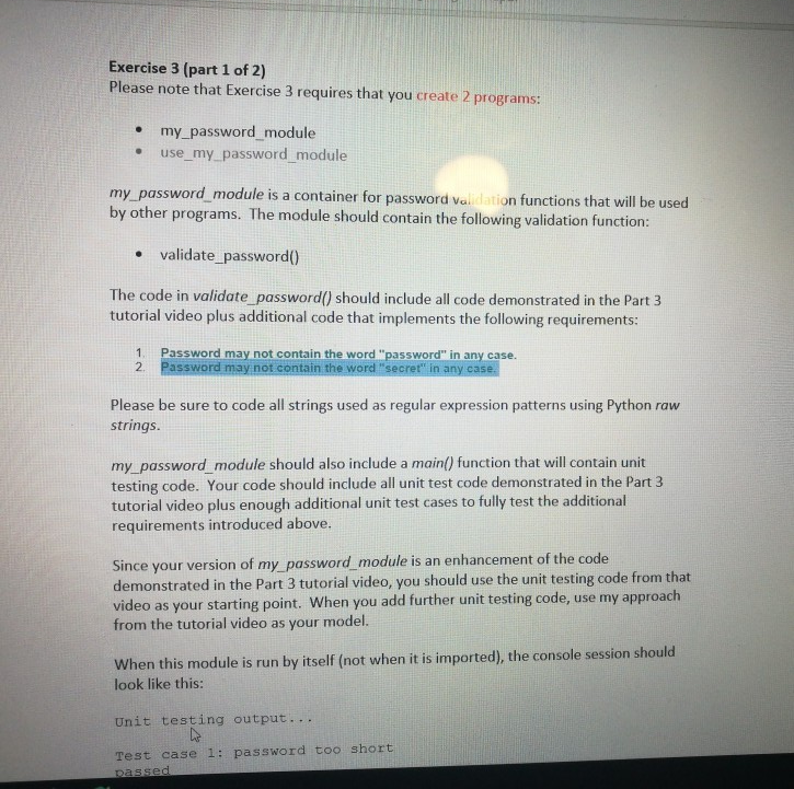 Exercise 3 (part 1 of 2) Please note that Exercise 3 | Chegg.com
