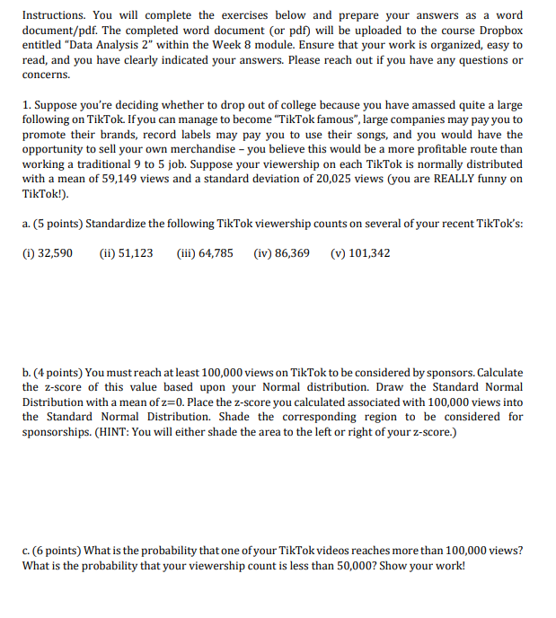 Solved Instructions. You will complete the exercises below | Chegg.com