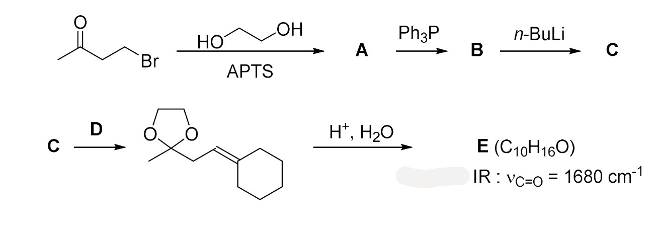 Solved A Ph3P B n−BuLi C APTS C H+,H2O E(C10H16O) IR : | Chegg.com