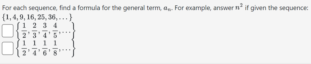 Solved For each sequence, find a formula for the general | Chegg.com