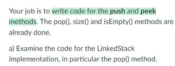 Solved public I pop () throws EmptyCollectionException { if | Chegg.com