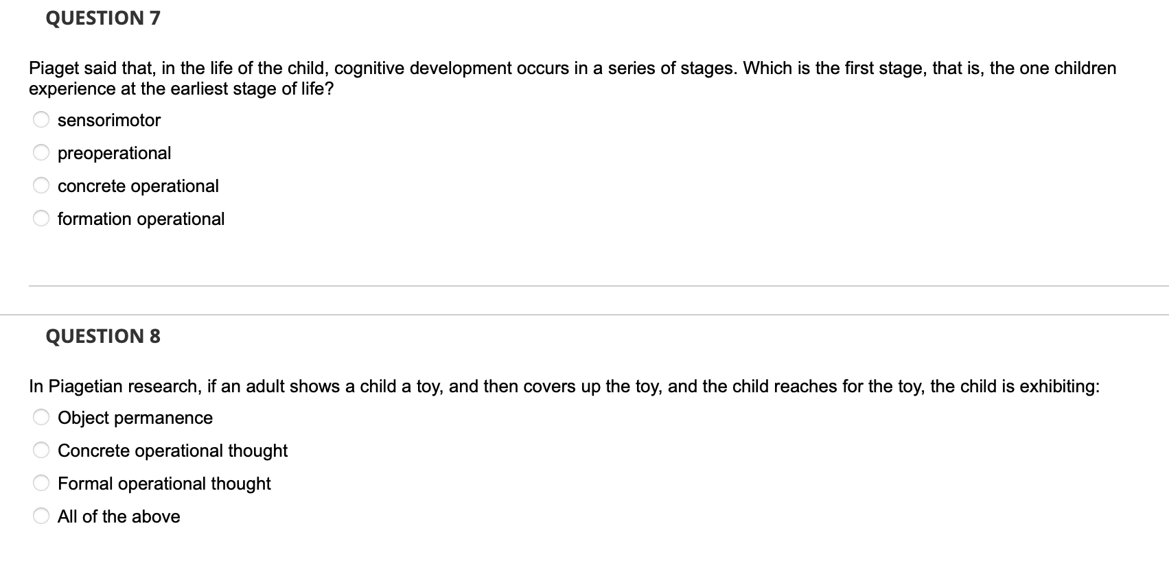 Solved Piaget said that, in the life of the child, cognitive | Chegg.com