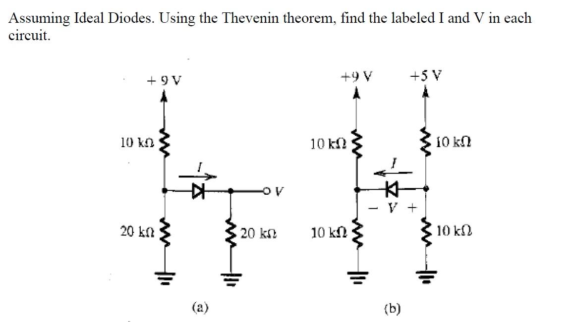 Solved Assuming Ideal Diodes. Using the Thevenin theorem, | Chegg.com Solved Assuming Ideal Diodes. Using the Thevenin theorem, | Chegg.com