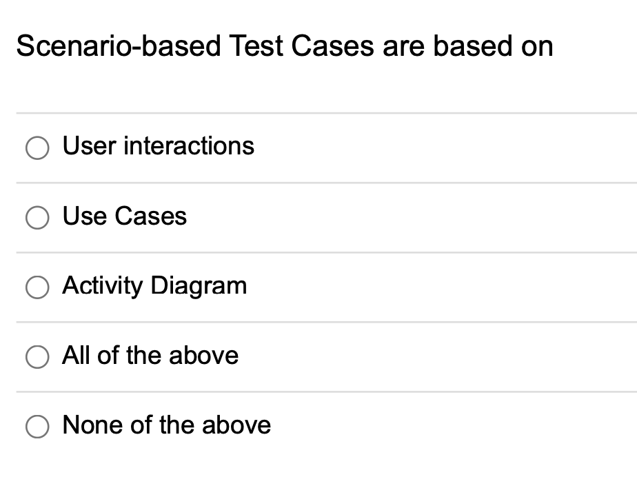 Solved Scenario Based Test Cases Are Based On User