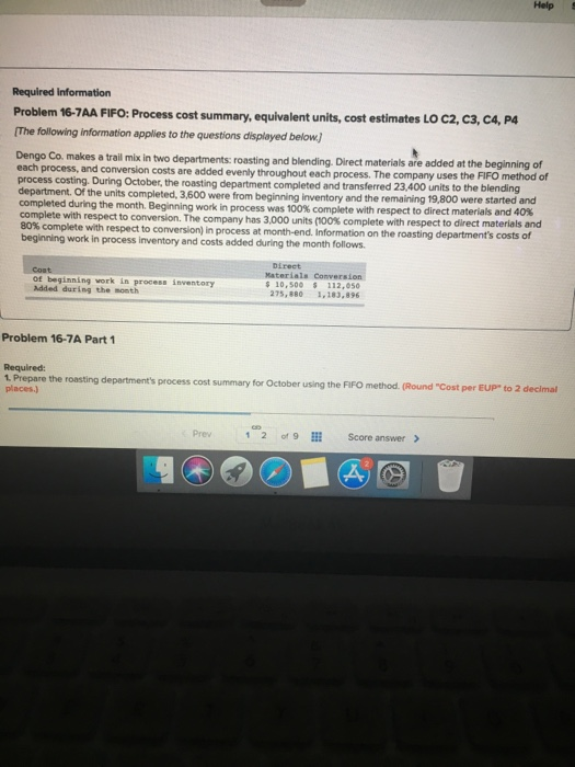 Solved Help Required information Problem 16-7AA FIFO: | Chegg.com Solved Help Required information Problem 16-7AA FIFO: | Chegg.com