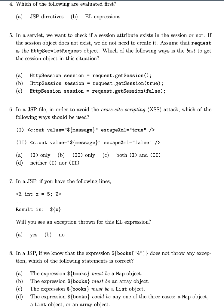 Solved 4. Which of the following are evaluated first? (a) | Chegg.com