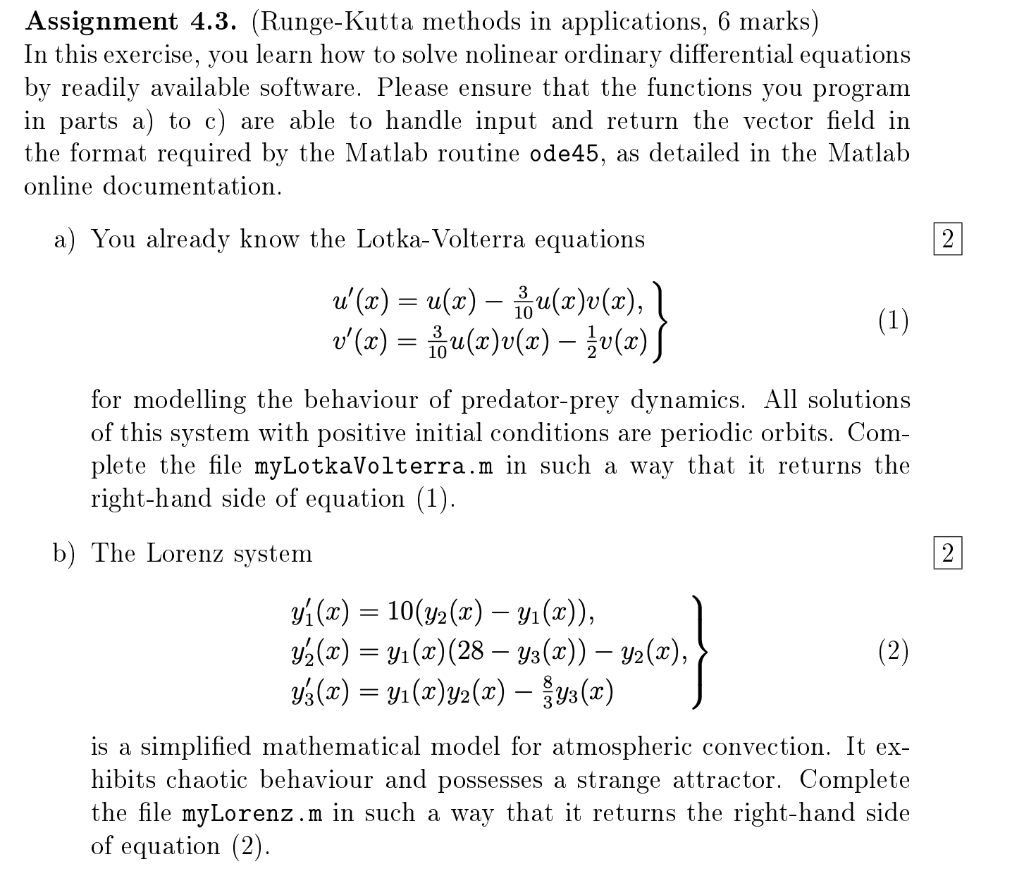 Solved Assignment 4.3. (Runge-Kutta methods in applications, | Chegg.com