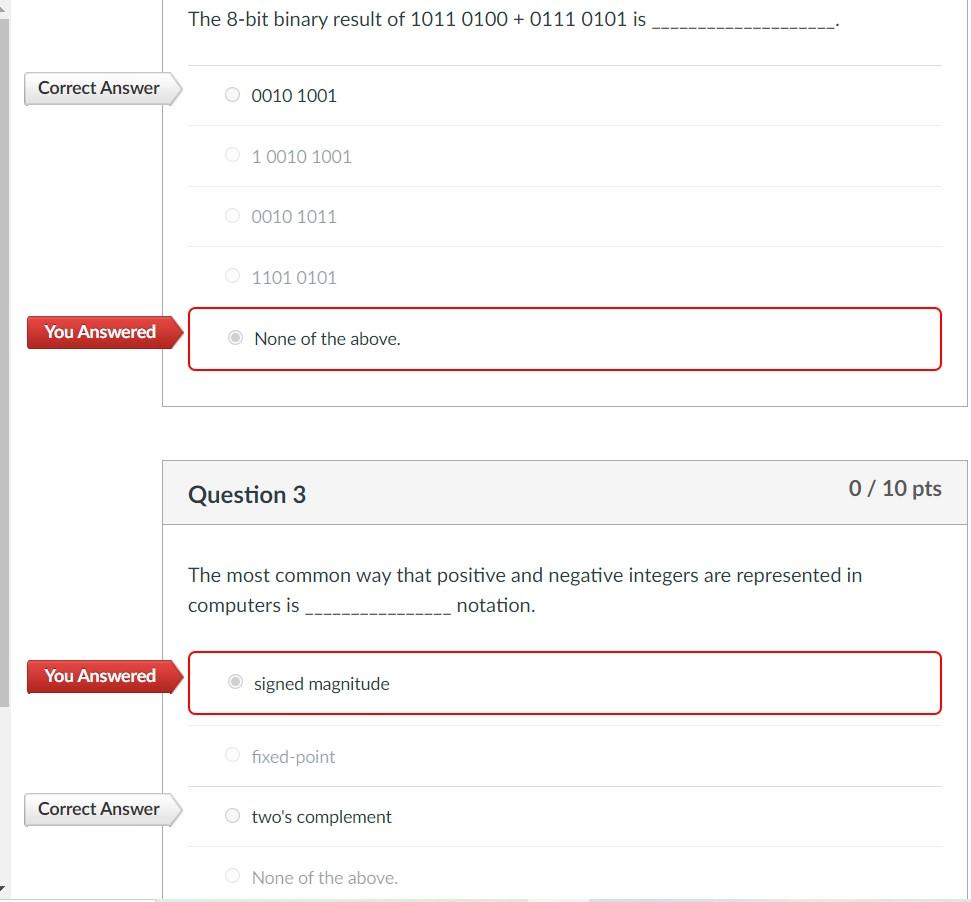 Solved The 8-bit binary result of 1011 0100 +0111 0101 is | Chegg.com